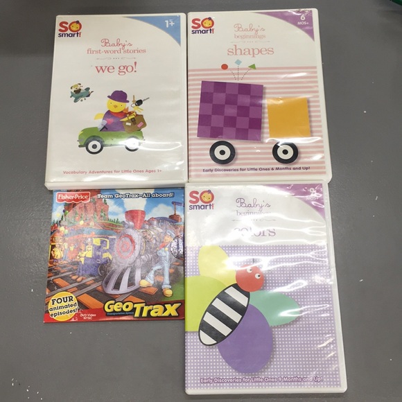 so smart | Other | 4 Dvds 3 Baby Beginnings Fisherprice Geotrax | Poshmark